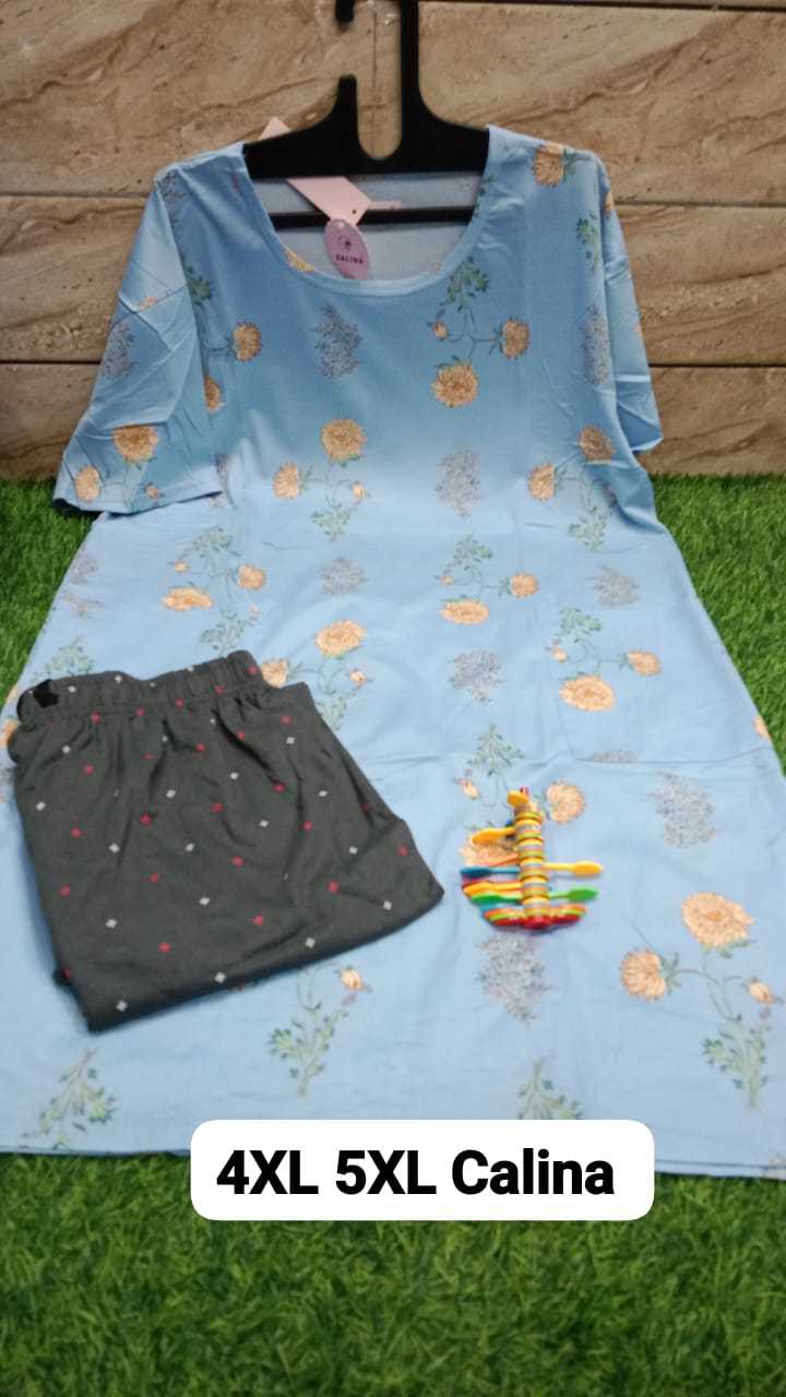 Sky blue upper and lower green Night dress - buybazar99